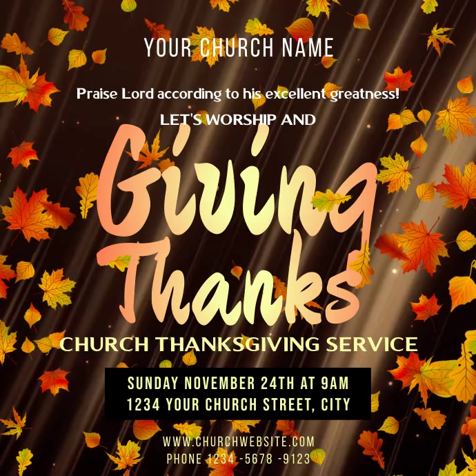 Church Thanksgiving Service video Template | PosterMyWall