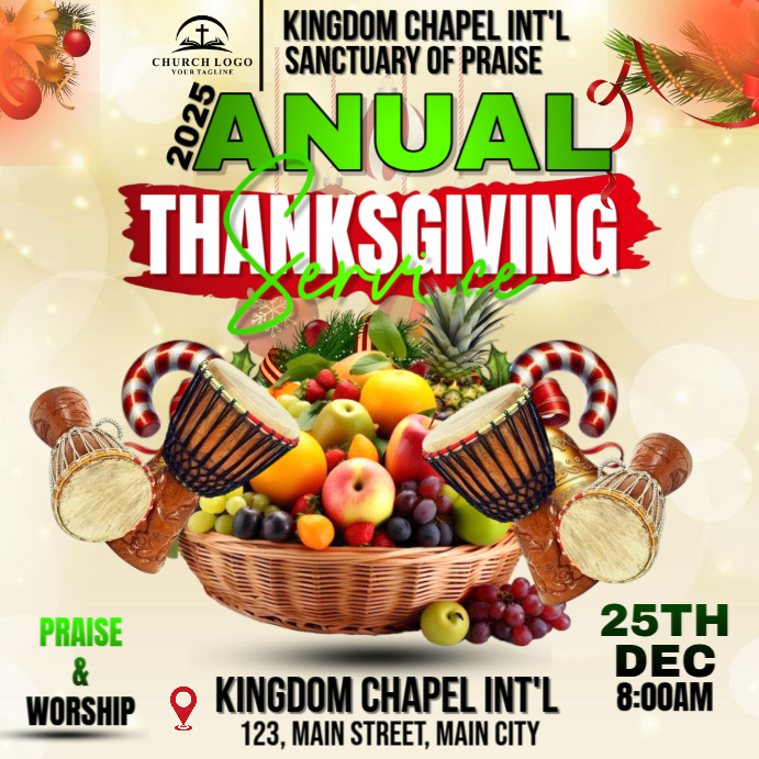 church thanksgivings service flyer Template | PosterMyWall