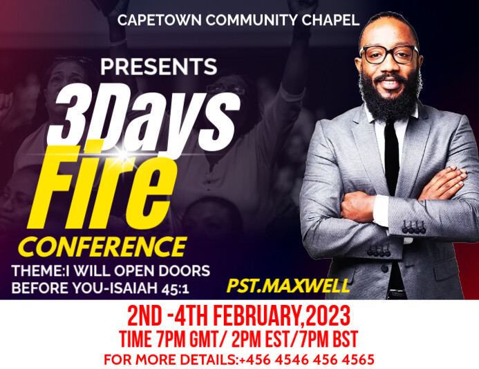 Church three days fire service flyer Template | PosterMyWall