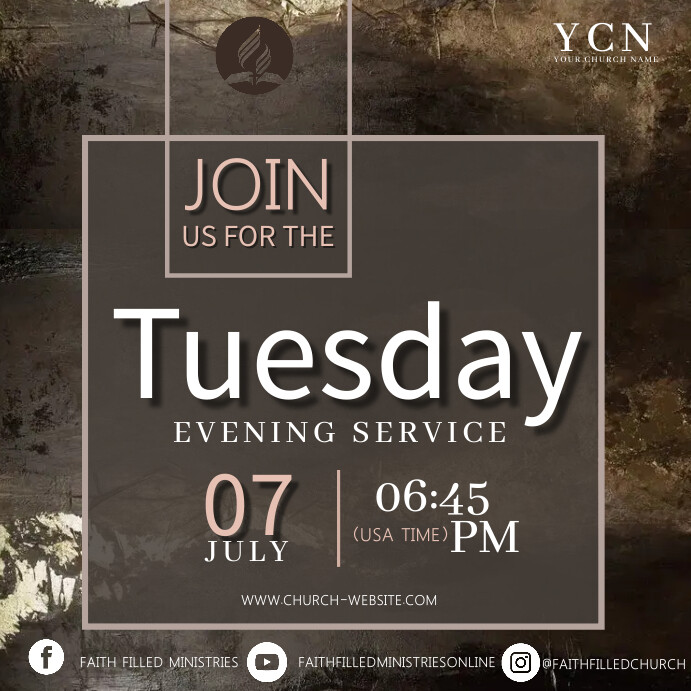 CHURCH TUESDAY SERVICE SERMON TEMPLATE | PosterMyWall