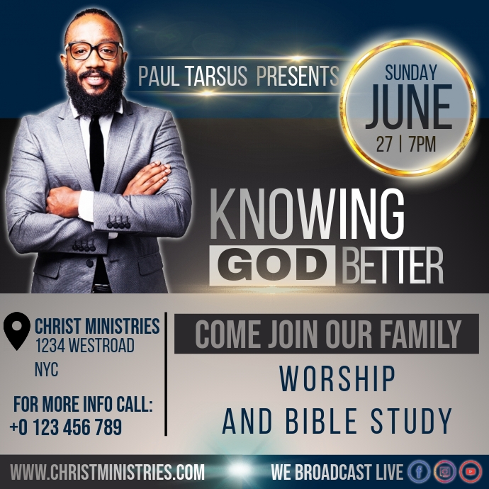 CHURCH VIRTUAL BIBLE STUDY SCHOOL Template | PosterMyWall