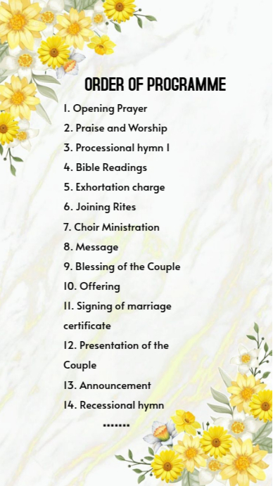 Church wedding program Template | PosterMyWall