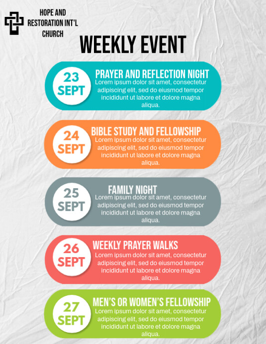 Plantilla de CHURCH WEEKLY EVENT | PosterMyWall