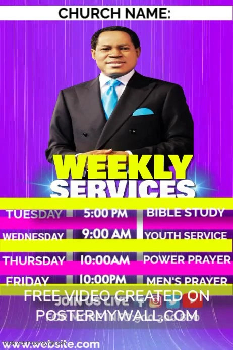 Church weekly service poster design template | PosterMyWall