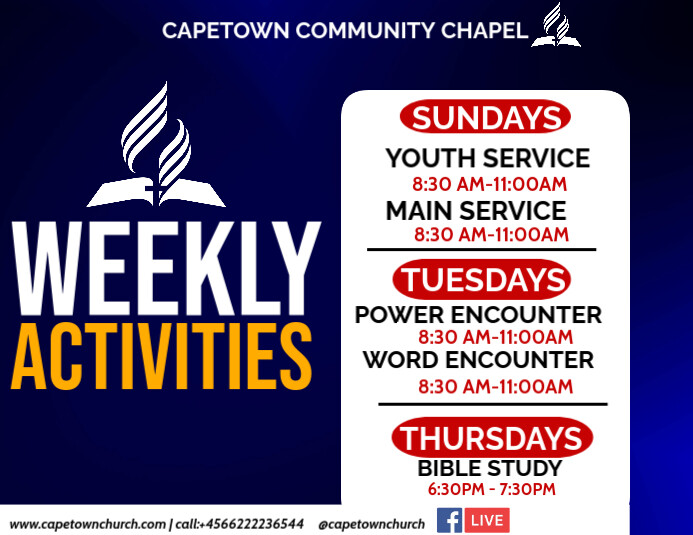 Copy of church weekly services flyer (1) | PosterMyWall