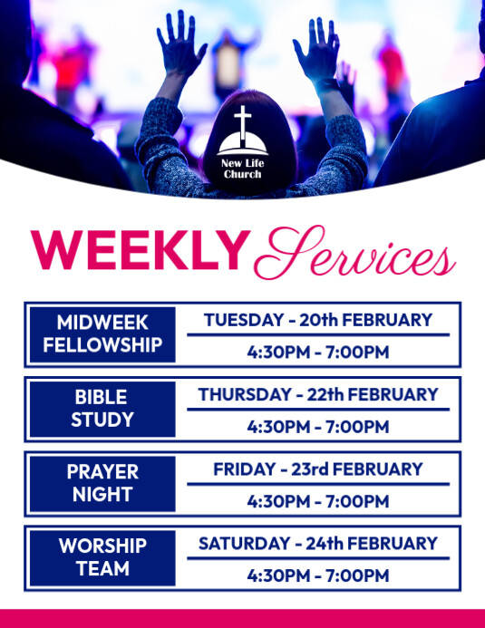 church weekly services poster template | PosterMyWall