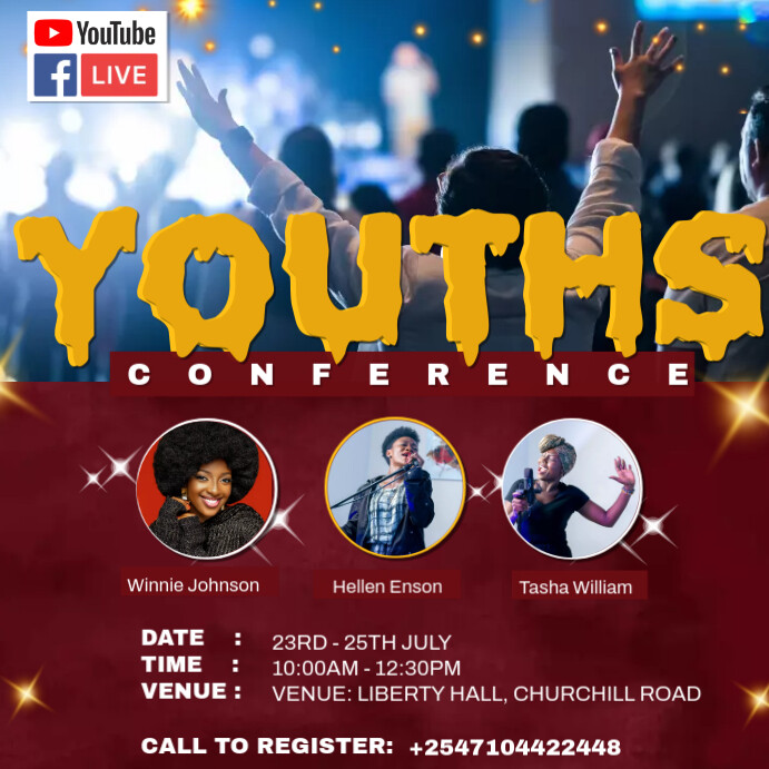 church women Youth Concert and conference ad Template | PosterMyWall