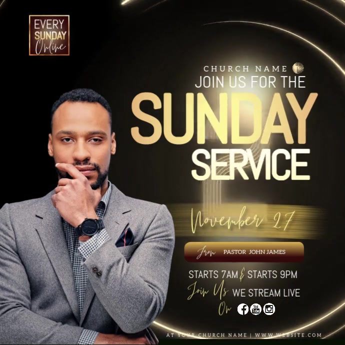 church worship ad instagram square post Template | PosterMyWall