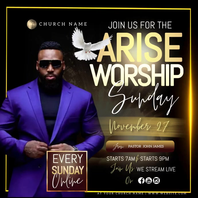 church worship ad instagram square post Template | PosterMyWall