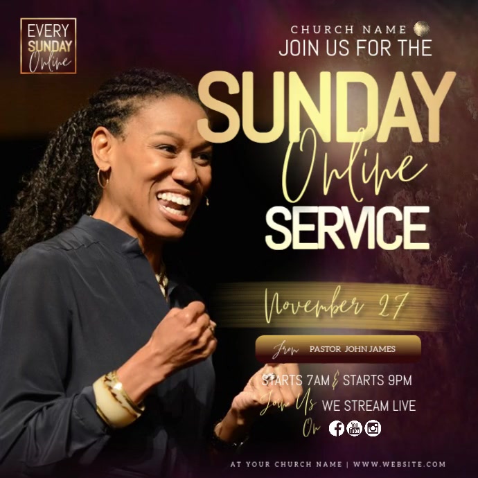 church worship ad instagram square post Template | PosterMyWall