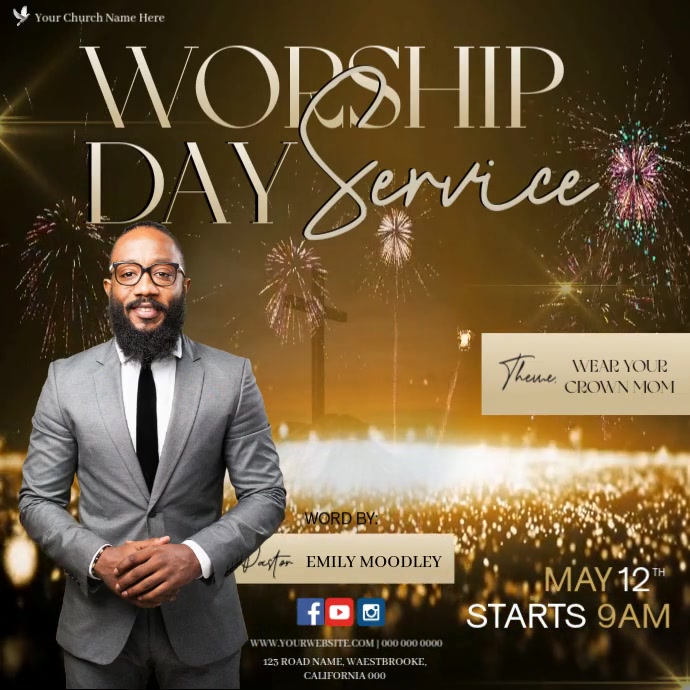 church worship ad instagram square post Template | PosterMyWall