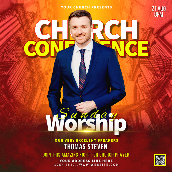 Church worship conference flyer design Templat | PosterMyWall