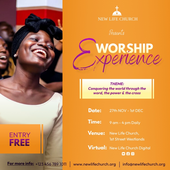 Church Worship Experience flyer Template | PosterMyWall