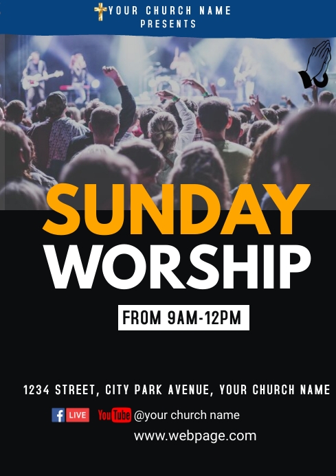 Church worship flyer Template | PosterMyWall