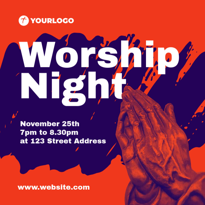 Church Worship Night Service Template | PosterMyWall