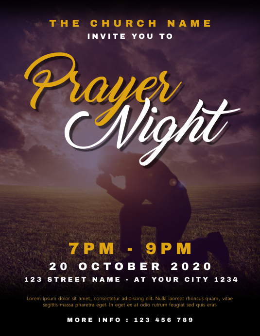 Church Worship Prayer Night Template | PosterMyWall