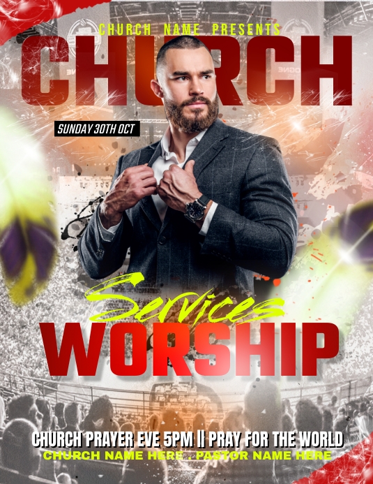 Copy of church worship service ad template | PosterMyWall