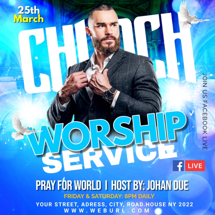 Church Worship service flyer Template | PosterMyWall