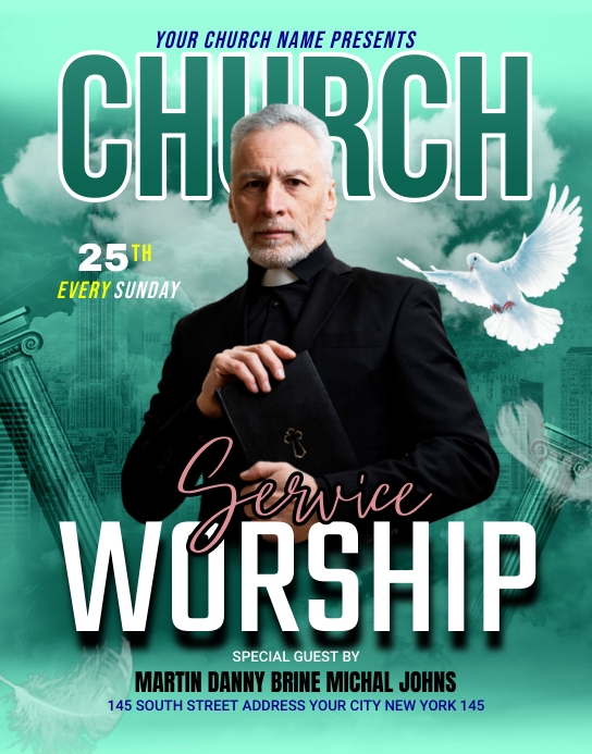 Plantilla de church worship service flyer | PosterMyWall