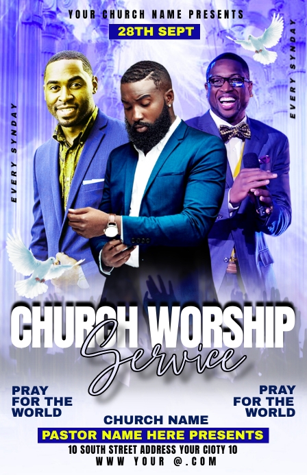 Church worship service flyer Template | PosterMyWall