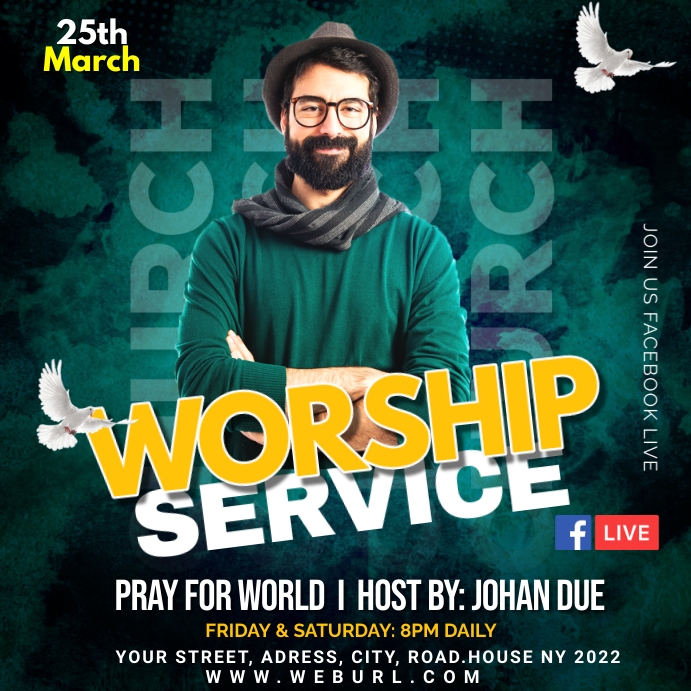 Church Worship service flyer Template | PosterMyWall