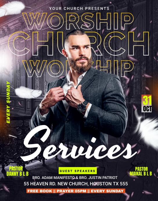 church worship service flyer Template | PosterMyWall