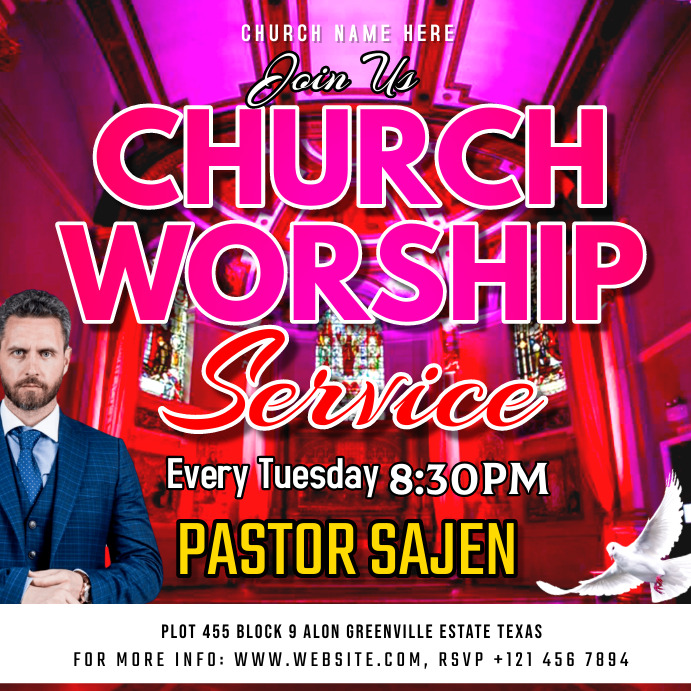 church worship service flyer template | PosterMyWall