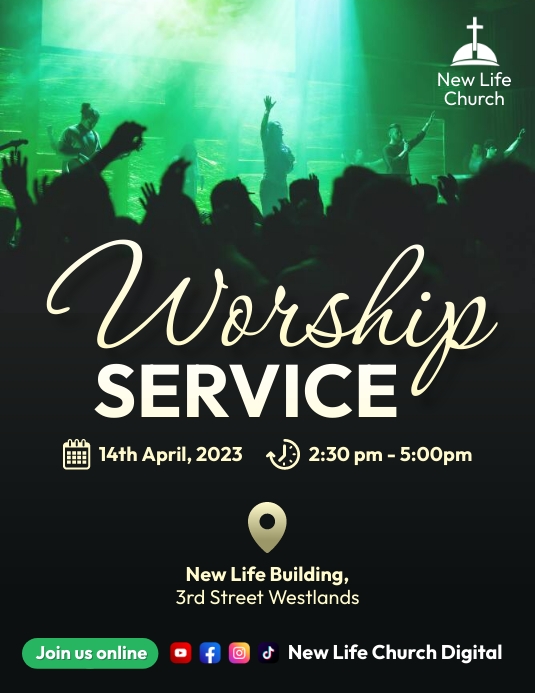 Church worship service flyers Template | PosterMyWall