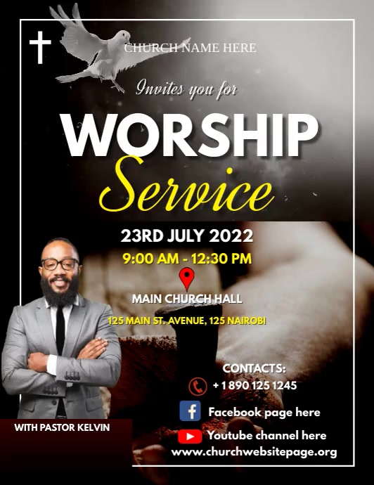 Copy of church worship service poster | PosterMyWall