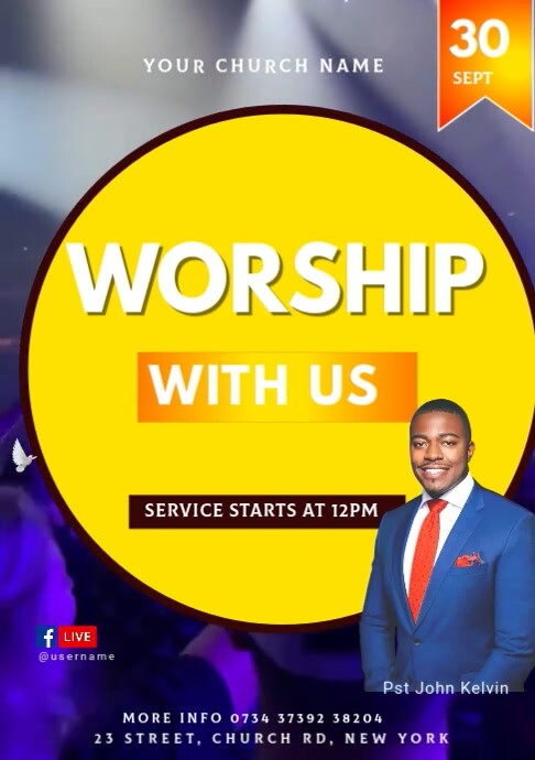 Church Worship Service Template | PosterMyWall