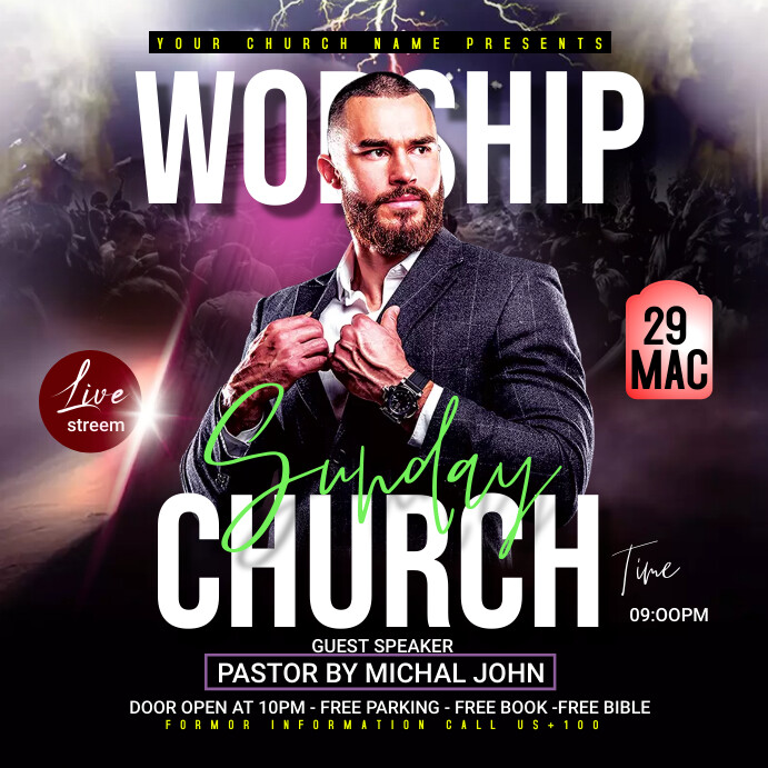 Church worship sunday flyer Template | PosterMyWall
