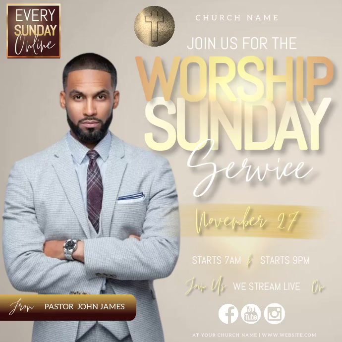 church worship sunday service ad Template | PosterMyWall