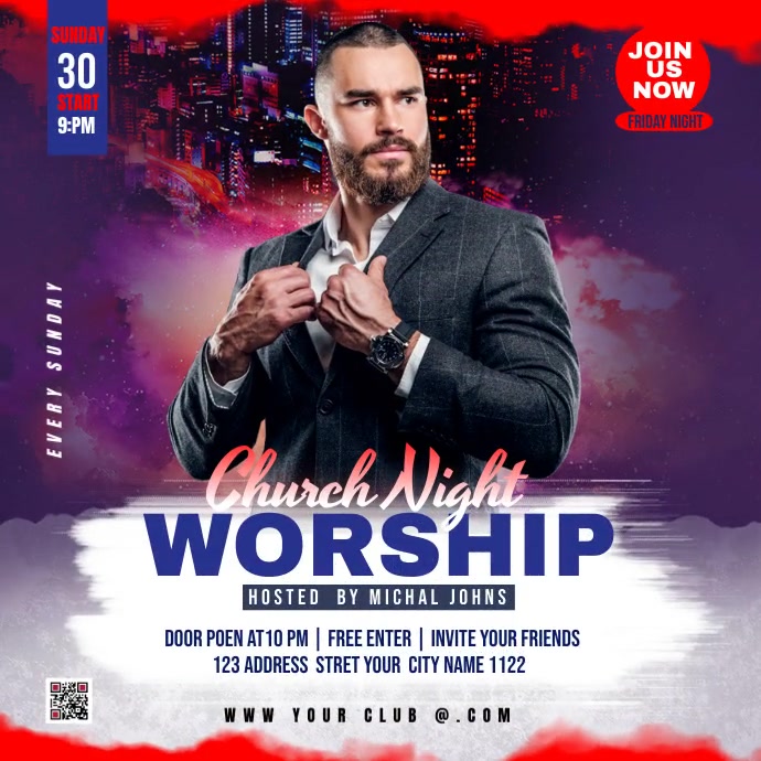 Copy of church worship sunday service ad video | PosterMyWall