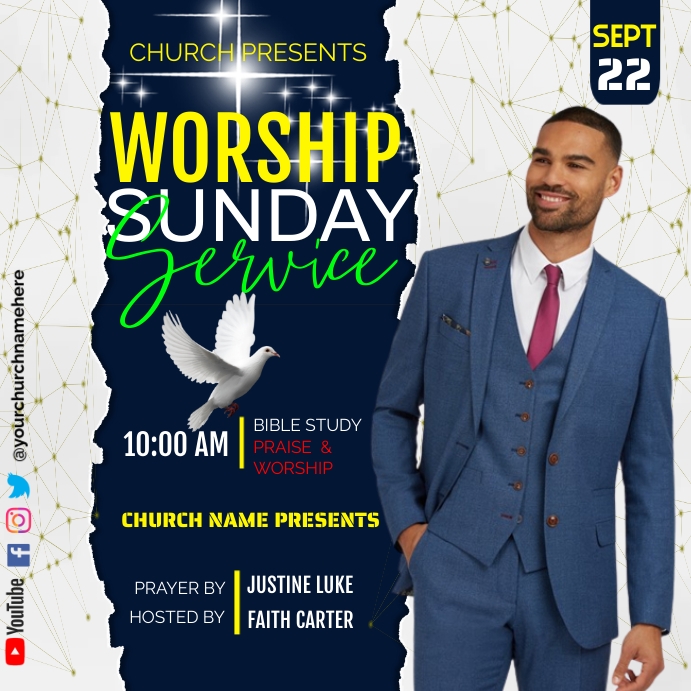 CHURCH WORSHIP SUNDAY TEMPLATE | PosterMyWall