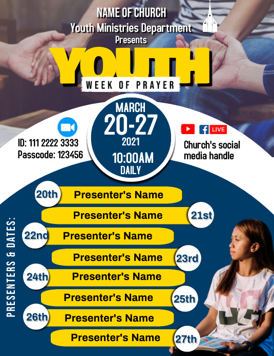 Church Youth Day/Week Seminar Template | PosterMyWall