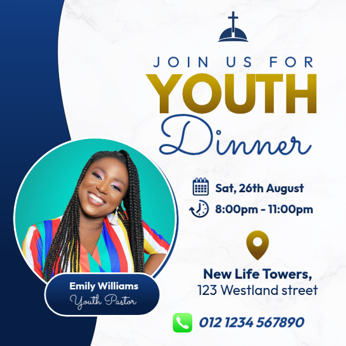 Church Youth dinner invitation flyer Template | PosterMyWall