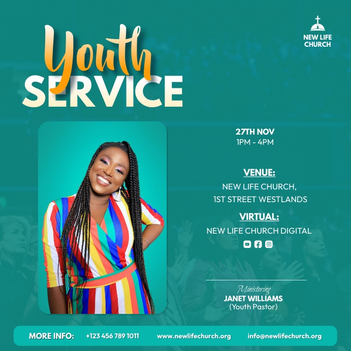 Church Youth Service Flyer Template | PosterMyWall