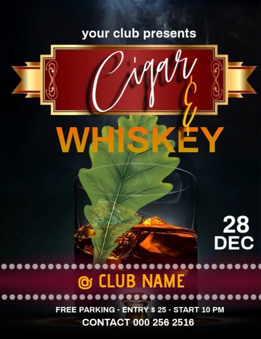 Copy of CIGAR & WHISKEY Flyer Template | PosterMyWall