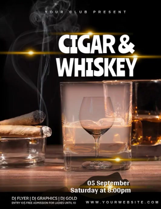 CIGAR & WHISKEY Flyer Template | PosterMyWall