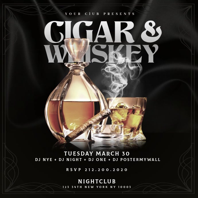 CIGAR & WHISKEY Instagram Video Template | PosterMyWall