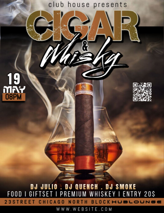 Copy of Cigar And Whisky Party Flyer (us Letter) | PosterMyWall