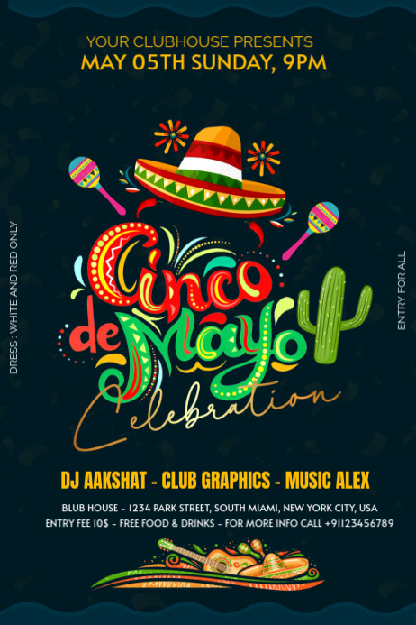 Copy of Cinco De Mayo Celebration Event Poster Template Design ...