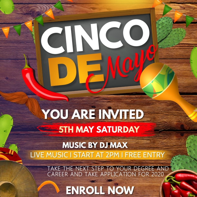 Yellow Cinco De Mayo Party Instagram Post Template | PosterMyWall