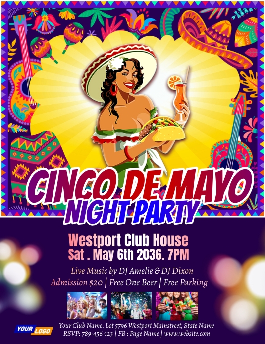 Cinco De Mayo Night Party Flyer Template | PosterMyWall