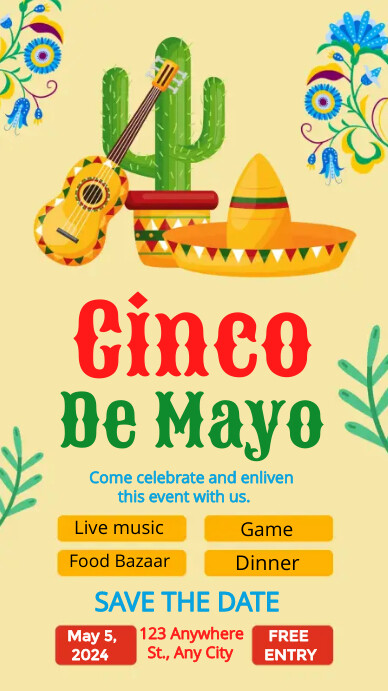 Cinco de mayo party flyer Template | PosterMyWall