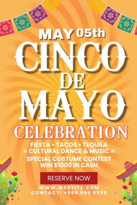 Cinco De Mayo Yellow Theme Template | PosterMyWall