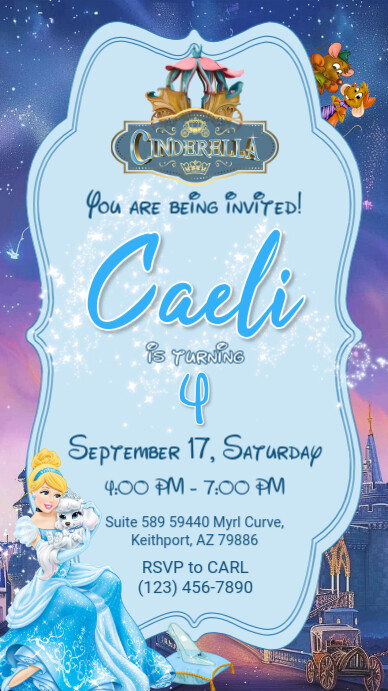 Cinderella Birthday Invitation Template | PosterMyWall