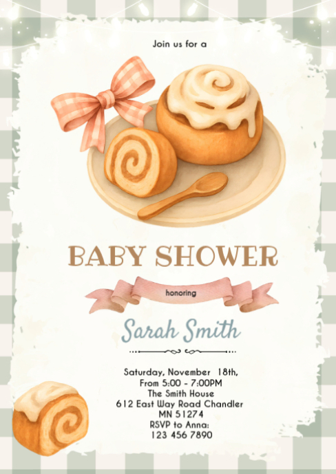 Cinnamon Roll party invitation Template | PosterMyWall