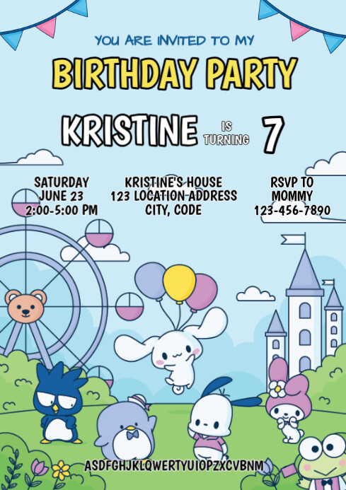 Cinnamoroll BIrthday Invitation Template | PosterMyWall