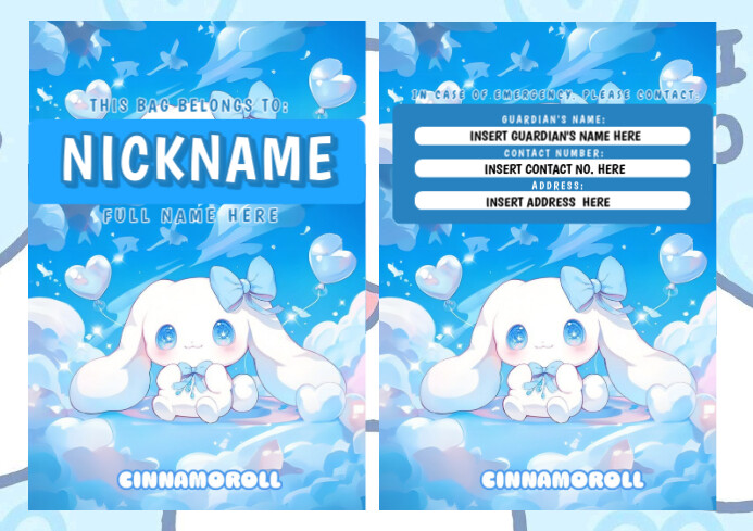 Cinnamoroll Blue Sky Bag Tag Template | PosterMyWall